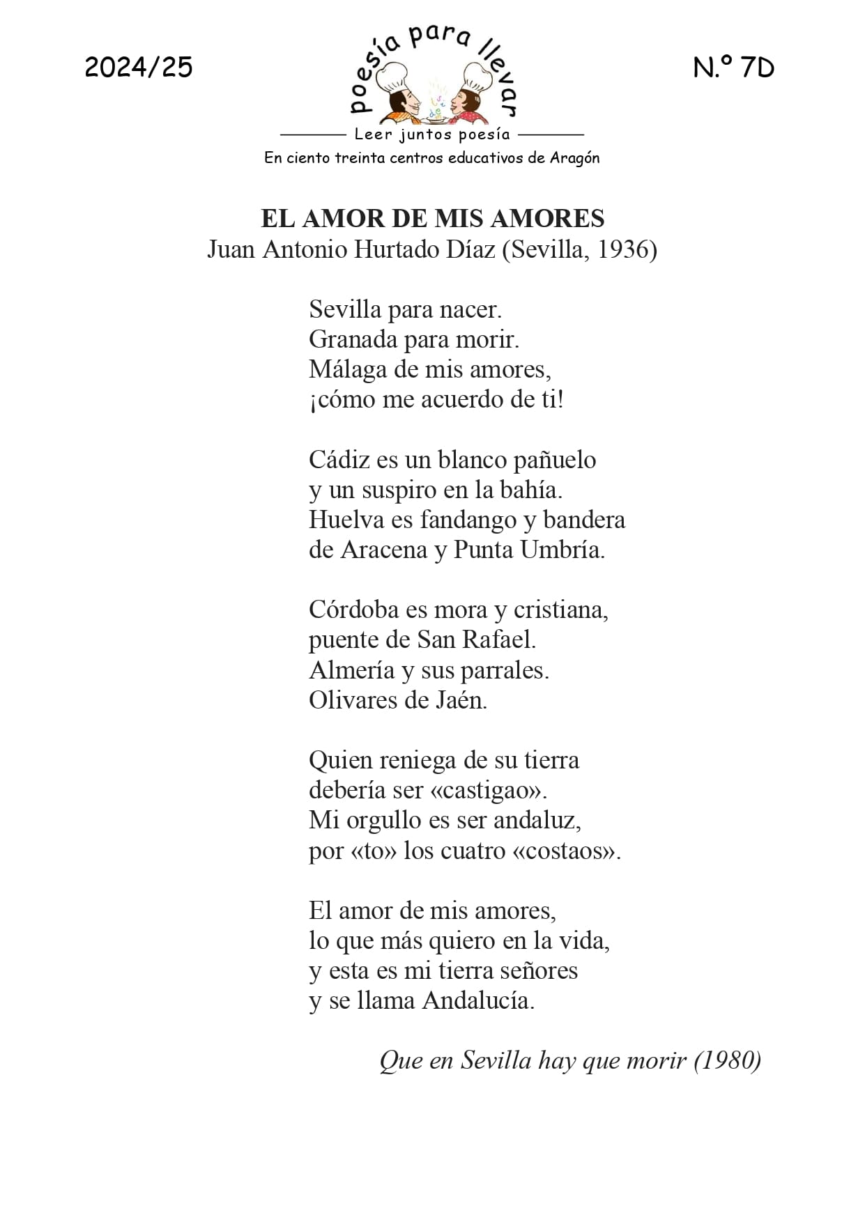 N.º 7D «El amor de mis amores» de Juan Antonio Hurtado Díaz – Poesía ...